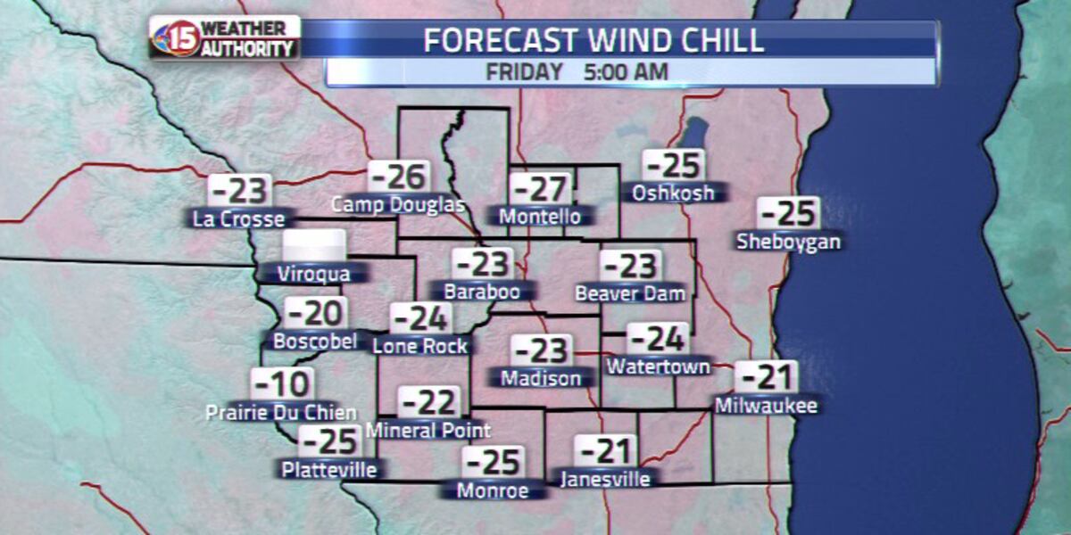Dangerous wind chill temperatures arrive Friday morning Dangerous wind chill temperatures arrive Friday morning